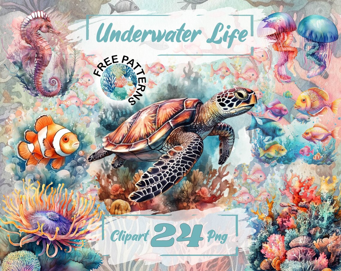 Underwater Life Clipart Summer PNG Clipart Fish PNG Bundle Sea Life ...
