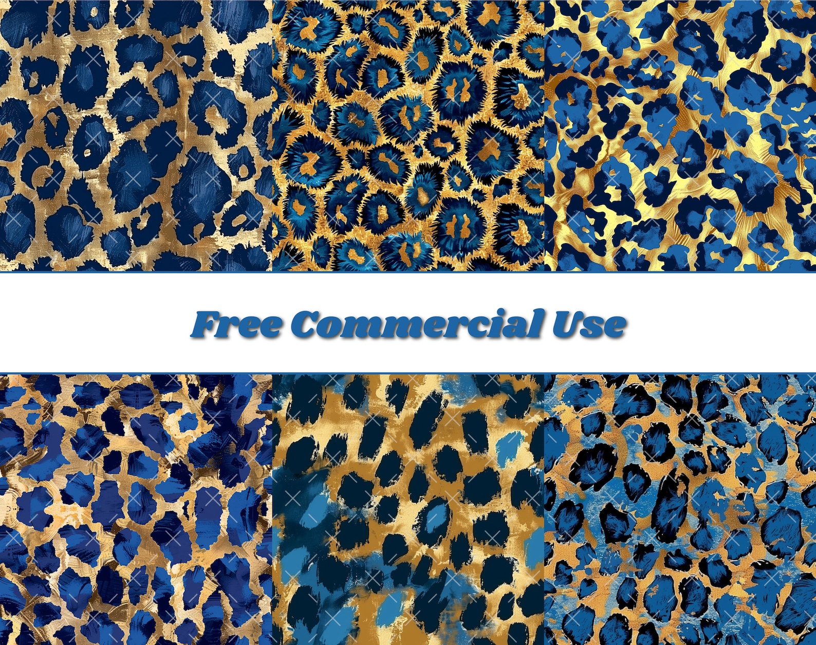 Blue Glam Leopard Seamless Pattern Vibrant Leopard Designs, Blue Glam ...