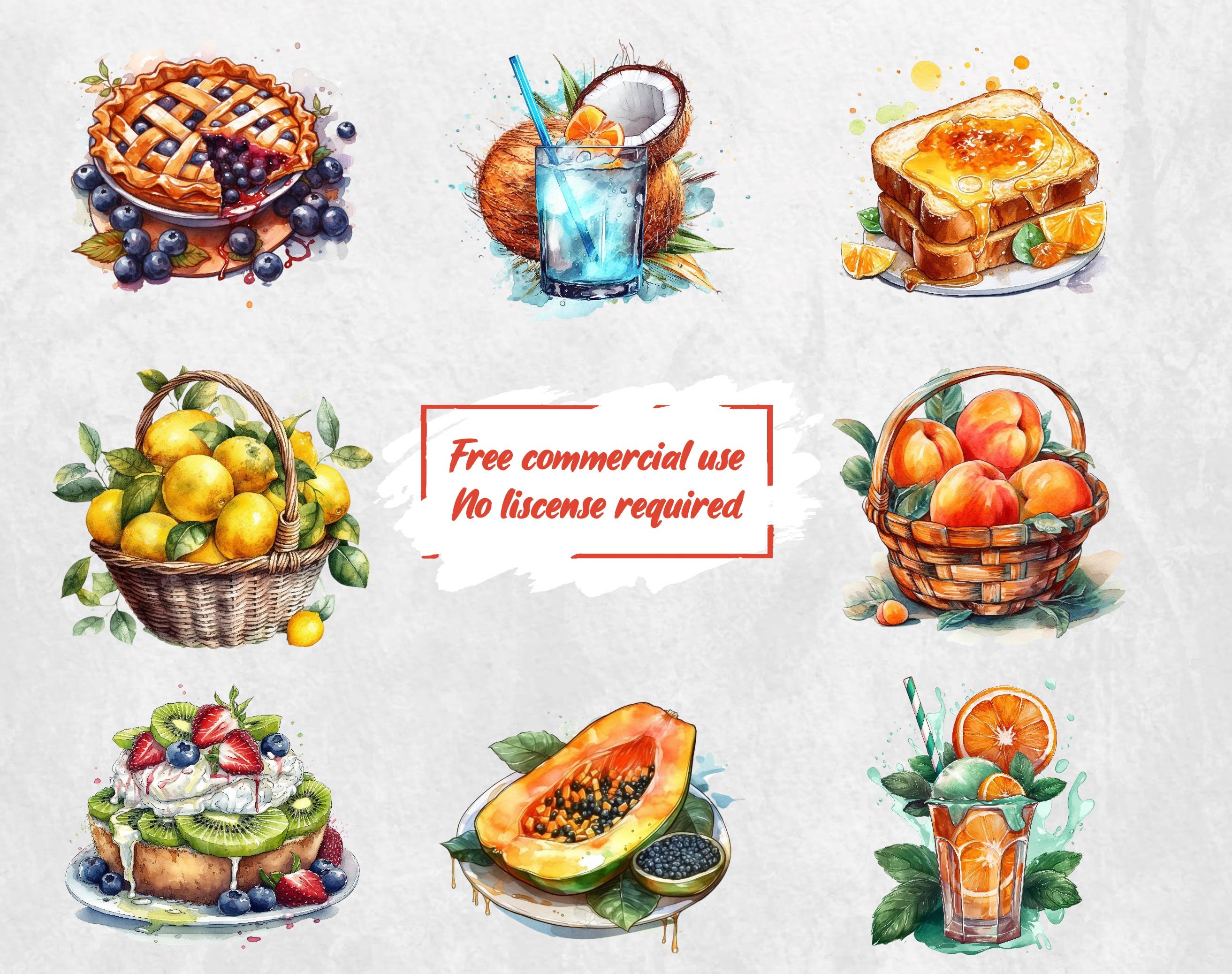 Summer Fruits PNG Bundle Watercolor Fruits Collection Summer Clipart ...