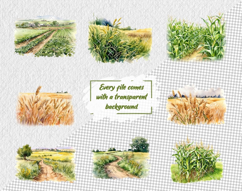 Farm Field Clipart Farm Clipart Watercolor Farm Yard PNG - Etsy