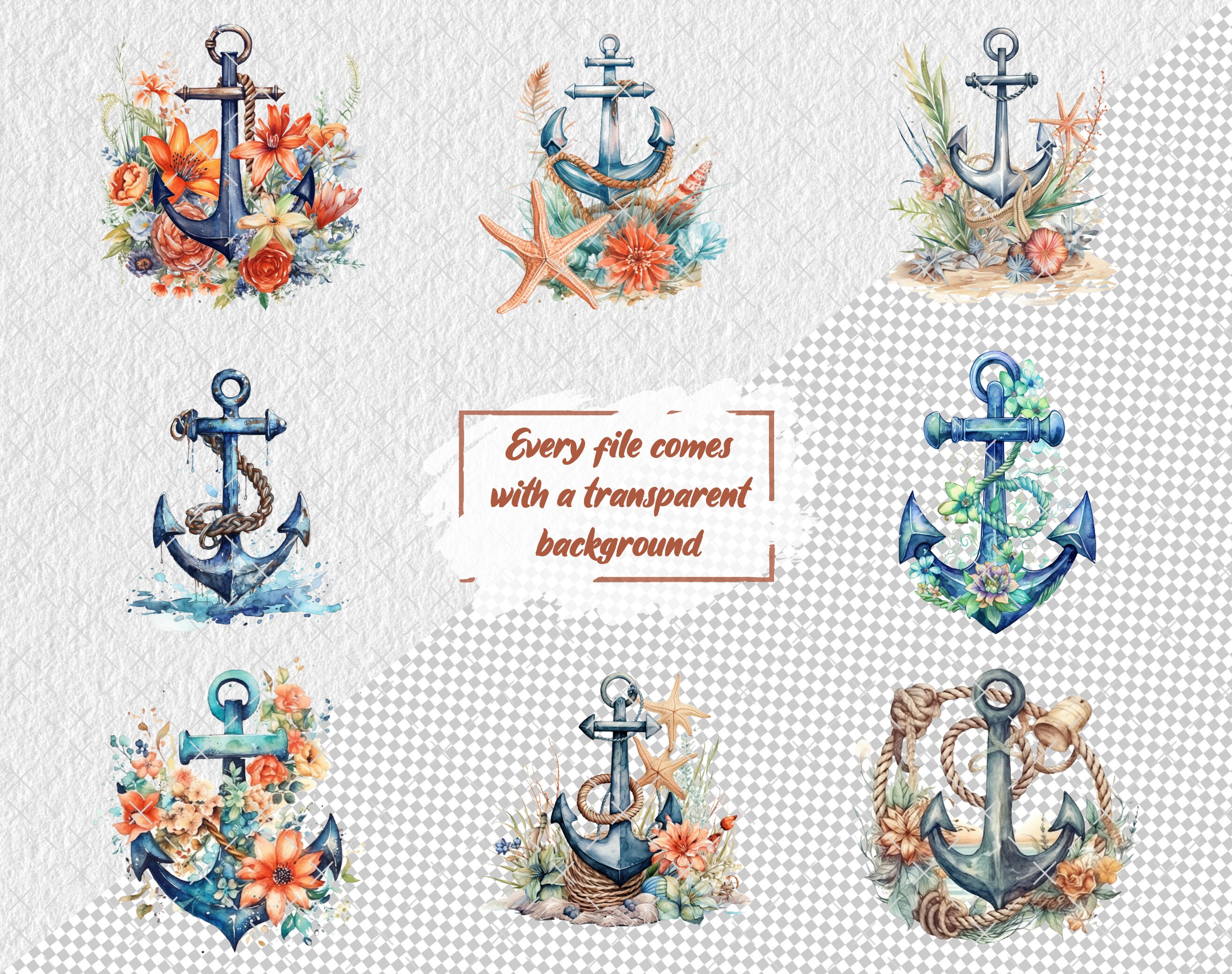 Watercolor Nautical Anchor Clipart Marine Clipart Anchor - Etsy