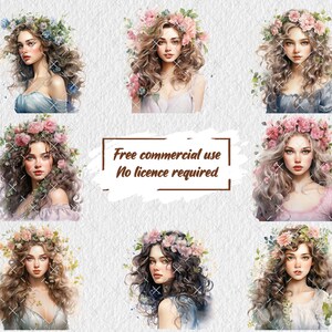 Spring Princess Clipart Bundle, Fairytale Clipart, Floral Png ...