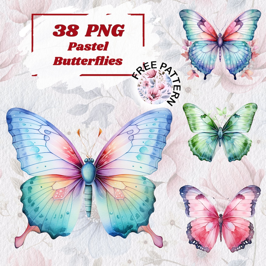 Watercolor Butterflies Clipart, Pink Butterflies Spring Clipart Blue ...