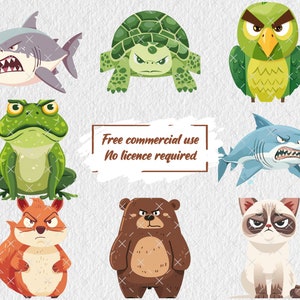 Grumpy Animals Clipart PNG, Transparent Background, Adorable Grumpy ...