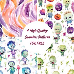 Watercolor Cute Zombies Clipart Halloween Zombie Clipart Cute Halloween ...
