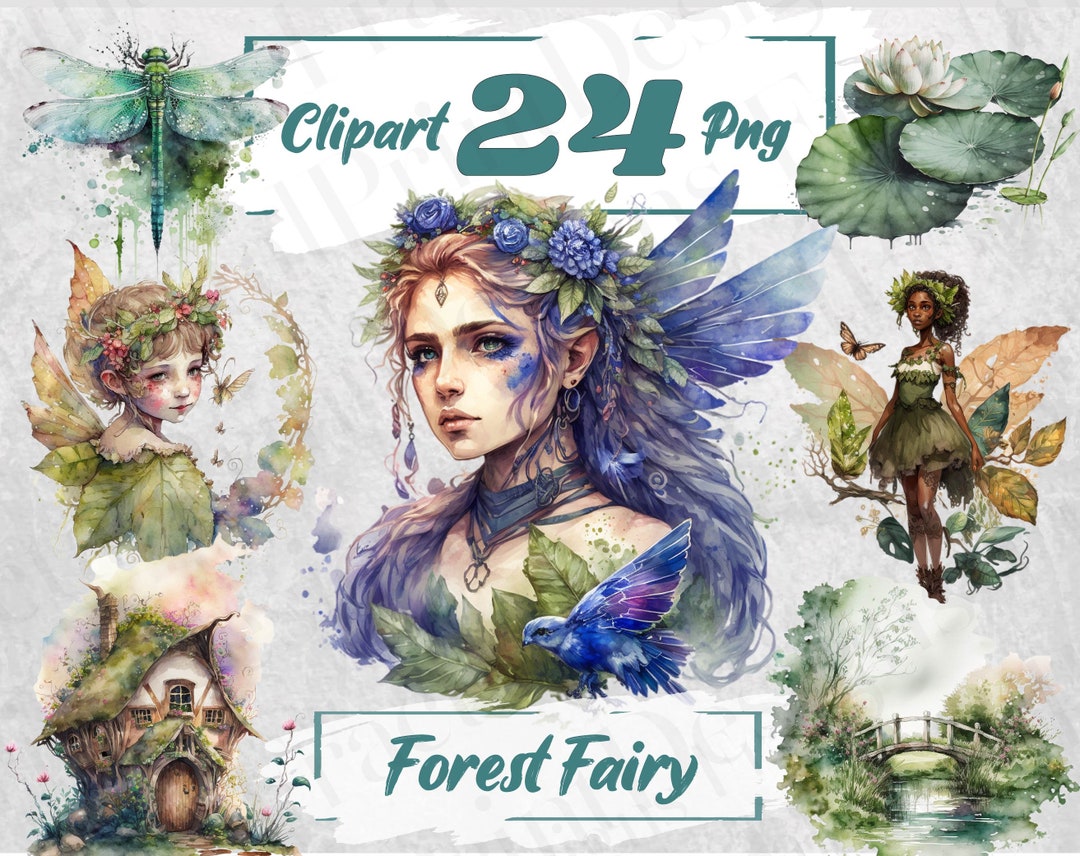 Forest Fairy Clipart Bundle Fantasy Art Bundle Fairies PNG Fairy Tale ...