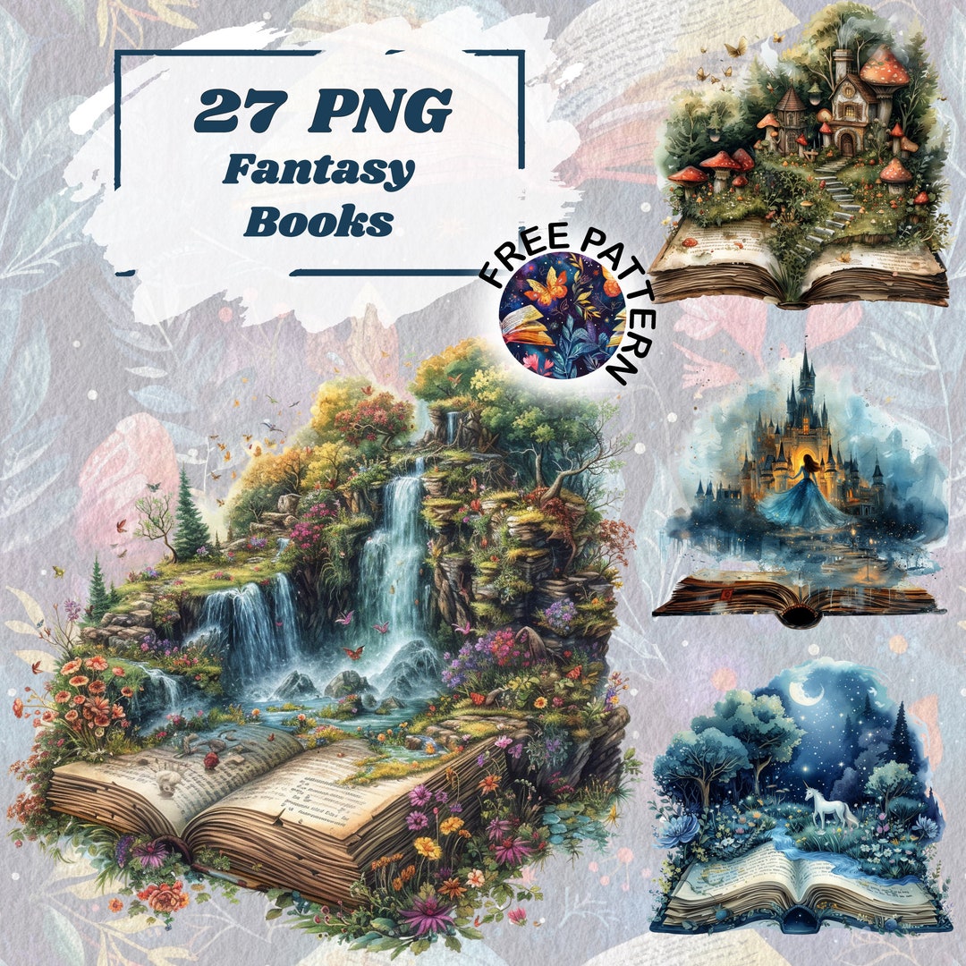 Watercolor Fantasy Books Clipart | Fantasy Graphics, Fairytale and ...