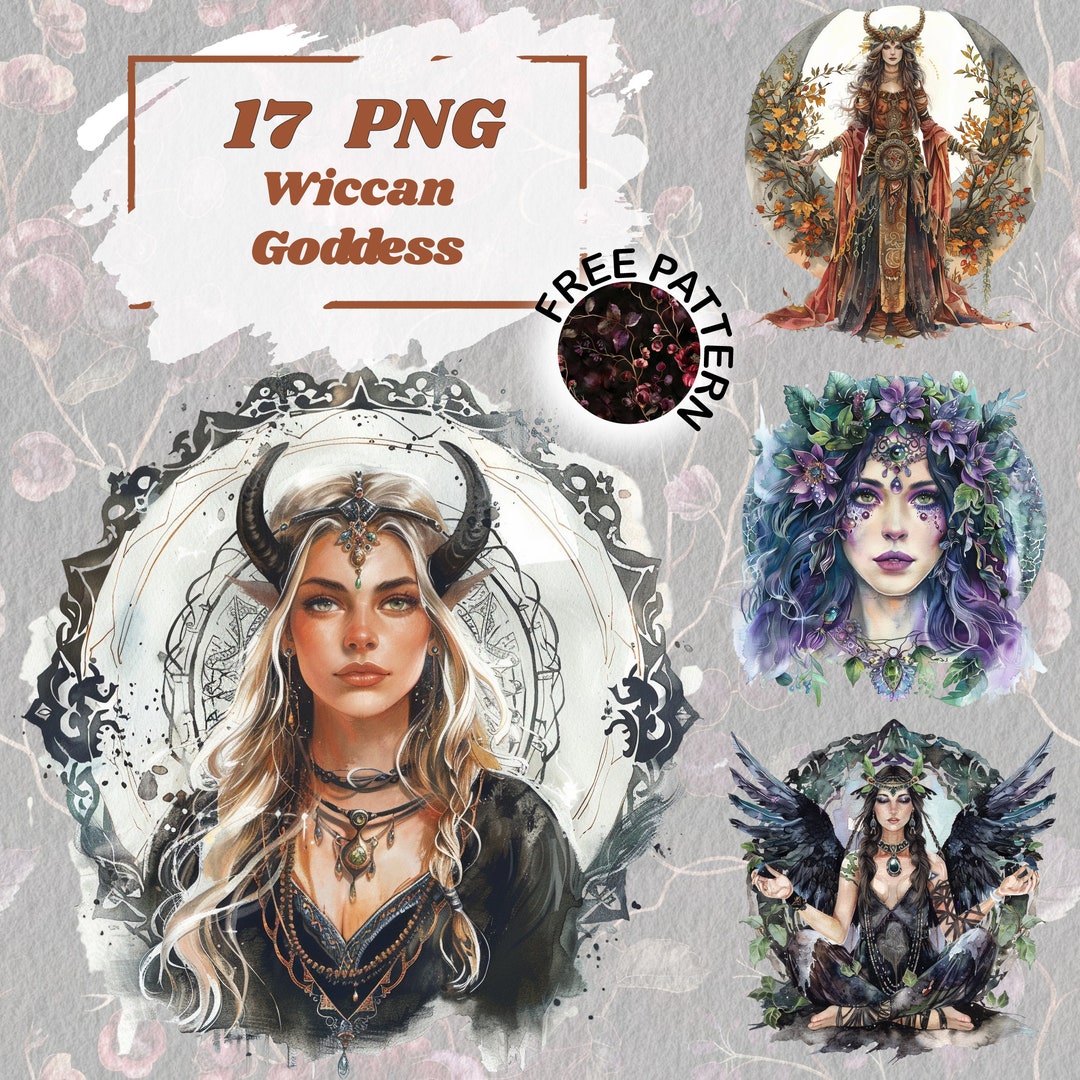 Wiccan Goddess Watercolor Clipart, Wiccan Png, Magical Clipart ...
