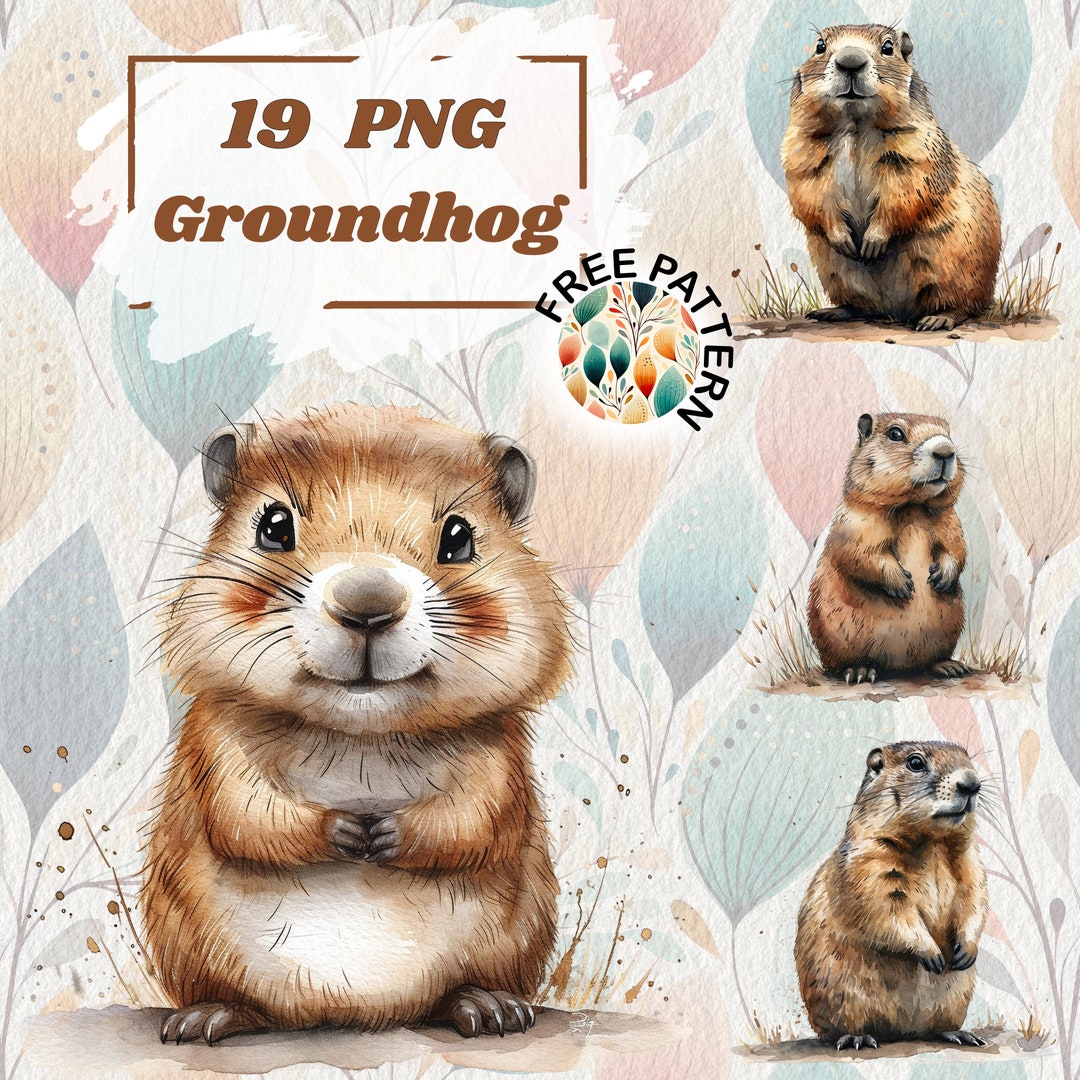Watercolor Groundhog Clipart, Watercolor Cute Animal, Cute Groundhog ...