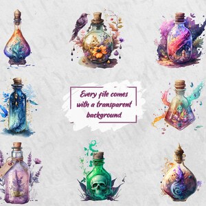 Witches Potion Bottles Watercolor Clipart Magical Mystical Art Fantasy ...