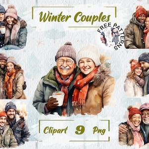 Winter Couple Clipart, Love Clip Art, Transparent Winter Graphics, Love ...