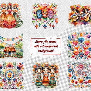 Papel Picado Clipart, Watercolor Dia De Los Muertos, Transparent Papel ...