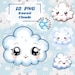 Cute Kawaii Clouds Clipart, Cute Clouds PNG Digital Download, Clouds ...