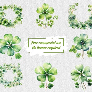 Watercolor Clover Clipart. Grass Clipart. Floral Shamrock Wreaths ...
