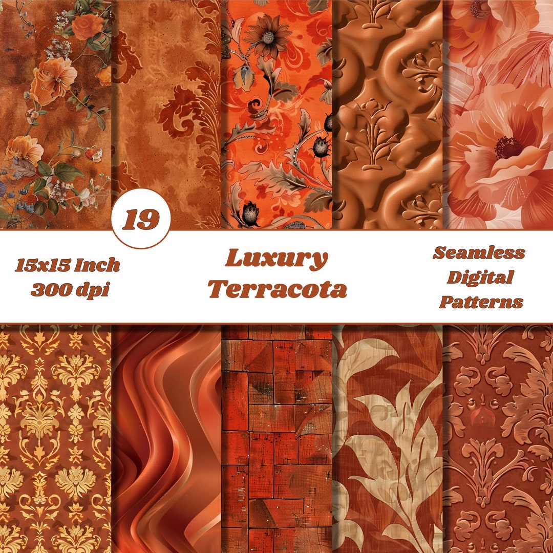 Luxury Terracotta Seamless Pattern - Elegant Terracotta Designs ...