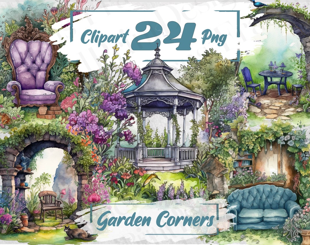 Watercolor Secret Garden Clipart Fantasy Garden Secret Corner Bundle ...