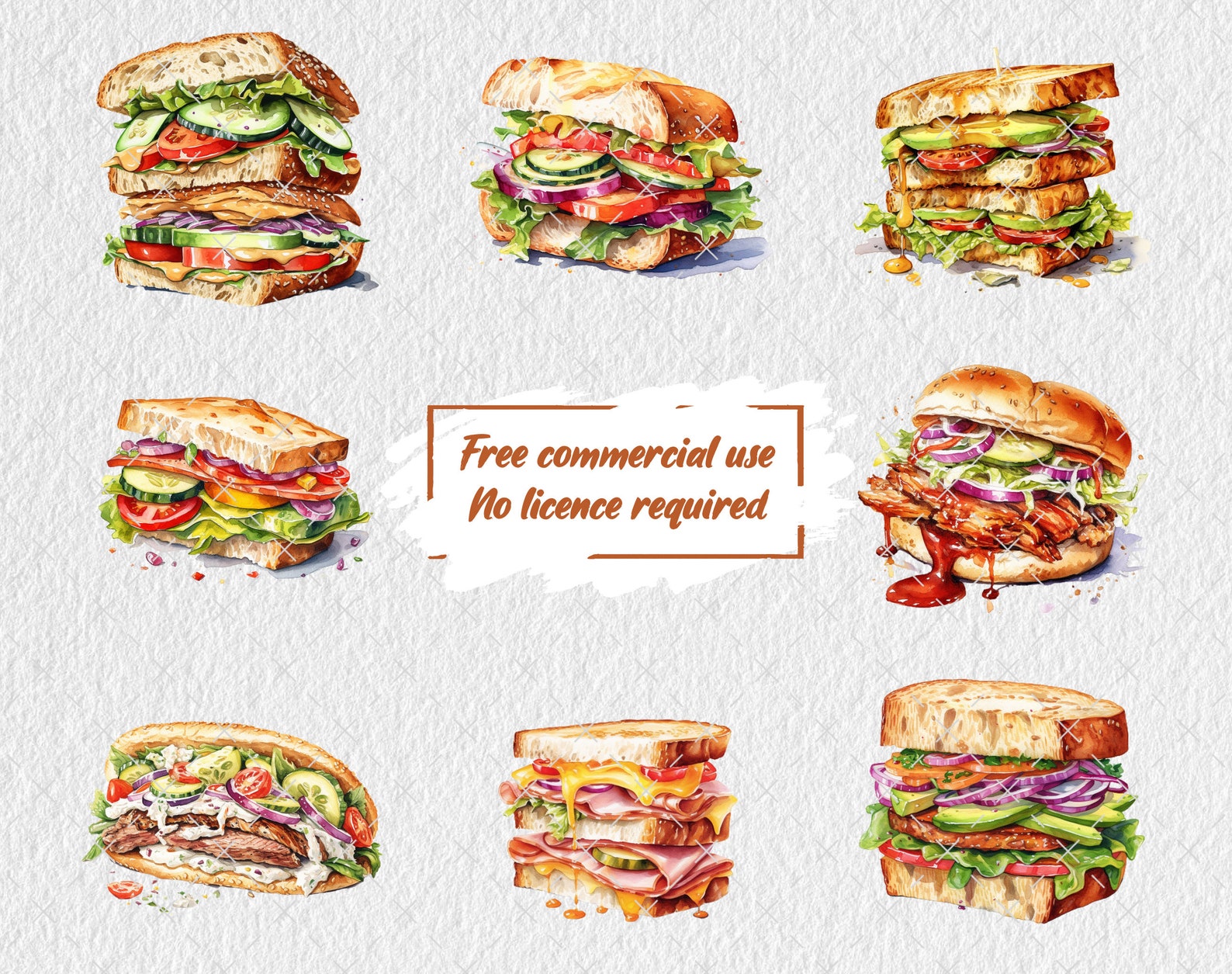 Watercolor Sandwich Clipart Fast Food Clipart Grilled Cheese PNG ...