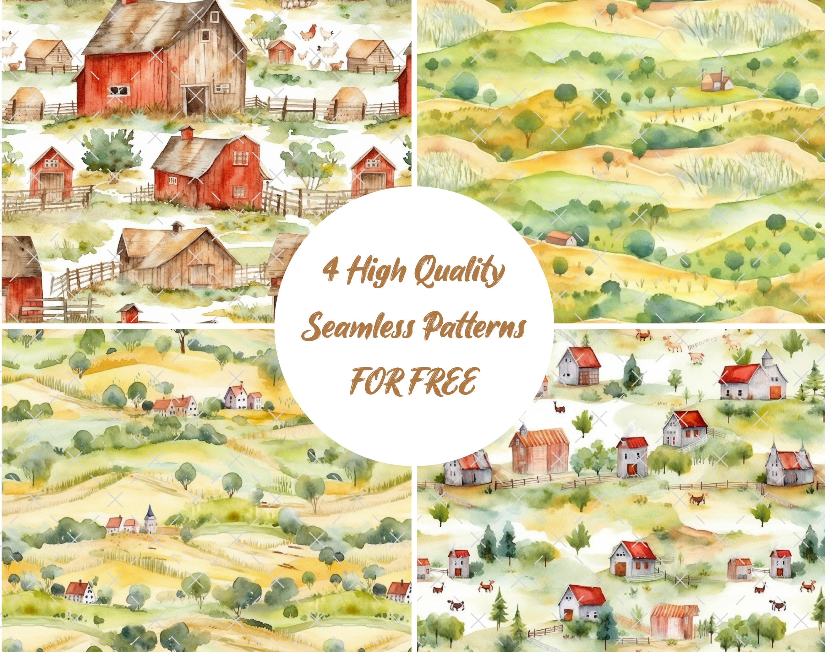 Farm Field Clipart a Farm Clipart Watercolor Farm Yard PNG - Etsy