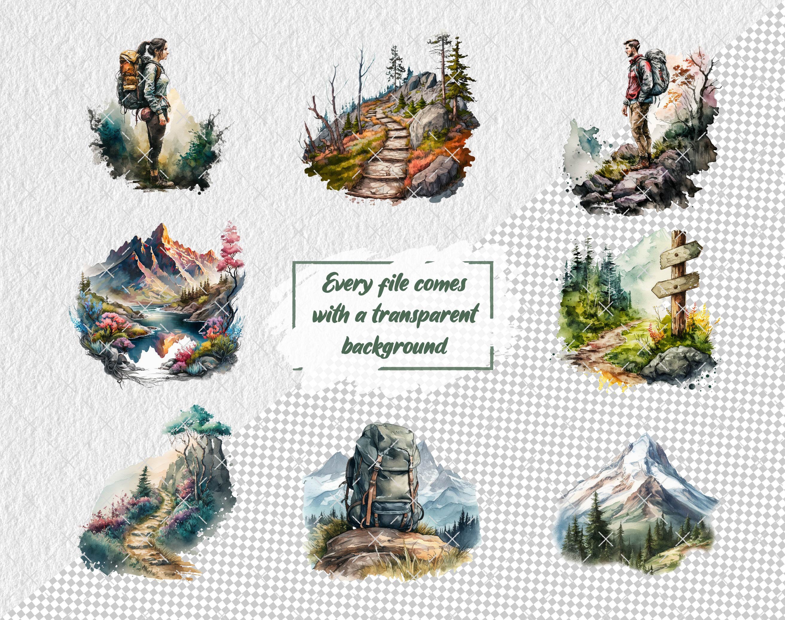 Watercolor Camping Clipart Summer Adventure Bundle Camper Van - Etsy