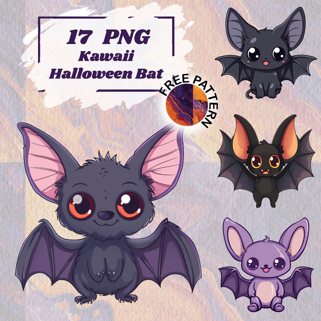 Kawaii Halloween Bat Clipart PNG, Transparent Background, Cute Bat ...