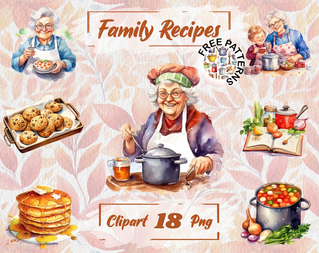 Family Recipes Clipart Watercolor Kitchen PNG Cooking Clipart ...