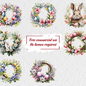 Easter Wreath Clipart PNG Watercolor Wreath Clipart, Spring Flower and ...