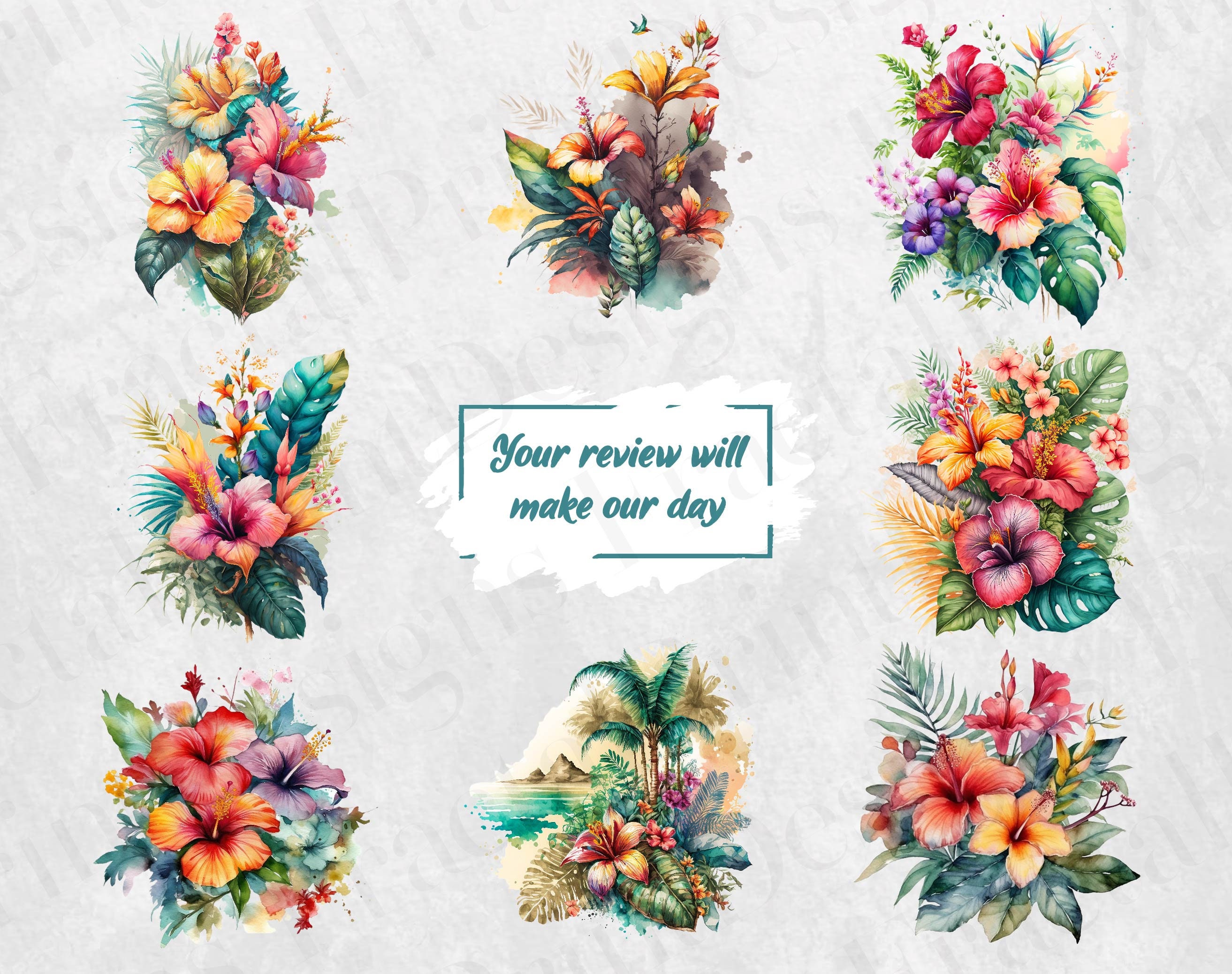 Watercolor Tropical Flowers Clipart Tropical Flowers Bundle - Etsy