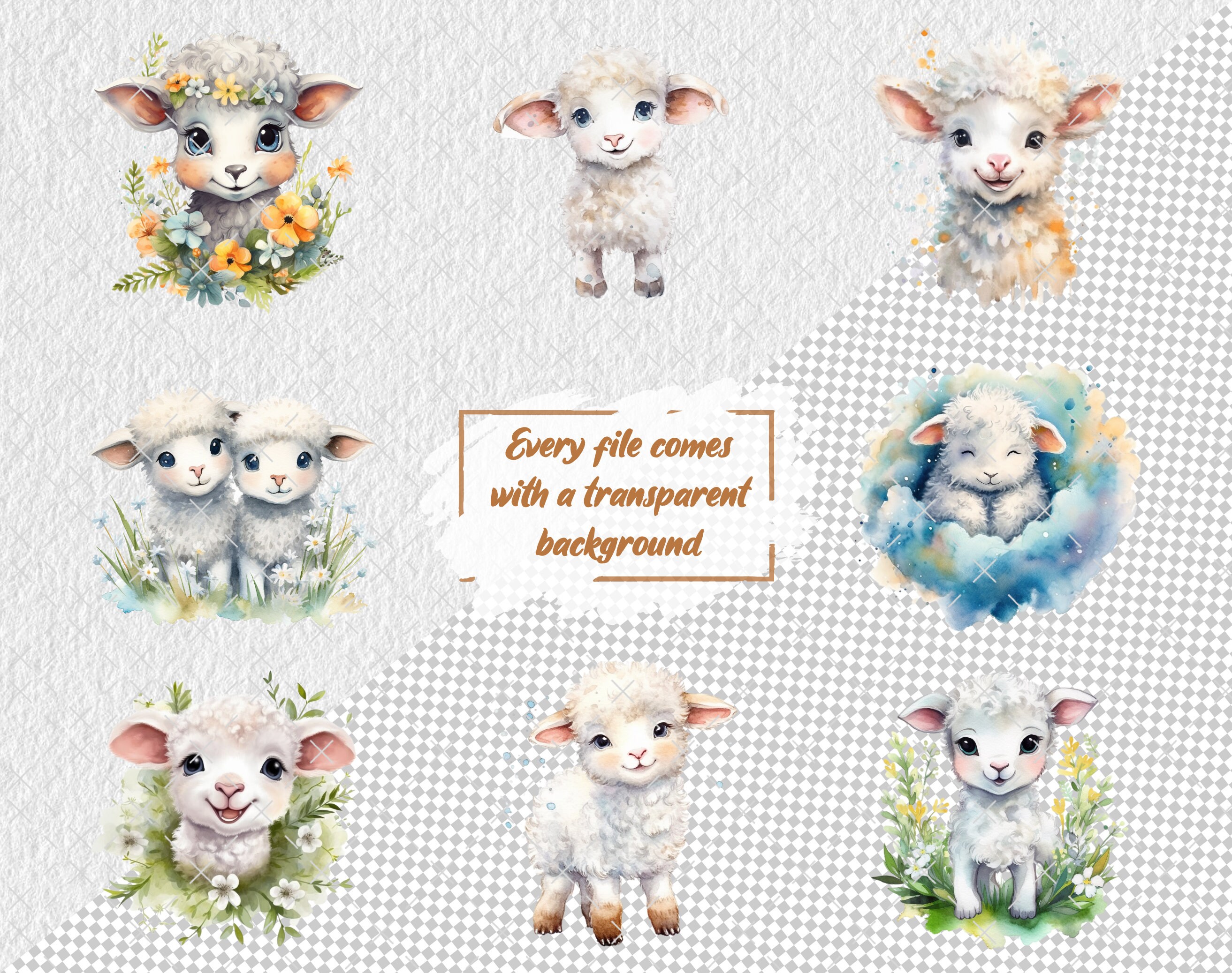 Watercolor Baby Sheep Clipart Cute Sheep Clipart Watercolor Sheep Png ...