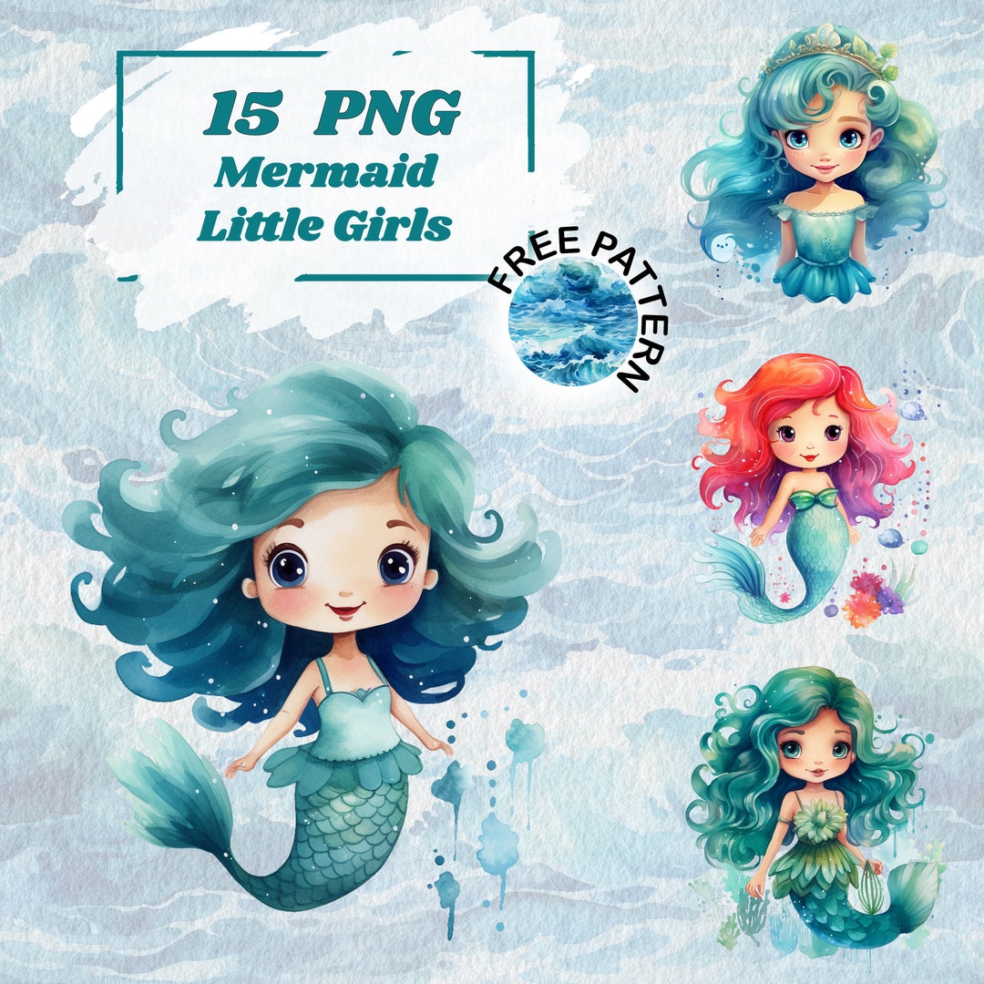 Little Mermaid Girl Clipart, Underwater Life, Mermaid PNG, Sea ...