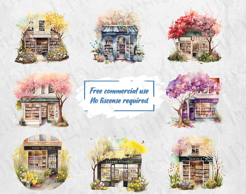 Spring Bookstore Clipart Bookstore Clipart Bundle Book Shop Clipart PNG ...