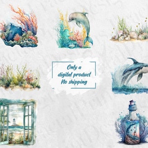 Watercolor Ocean Bundle Ocean Life Clipart Summer PNG Bundle Sea ...