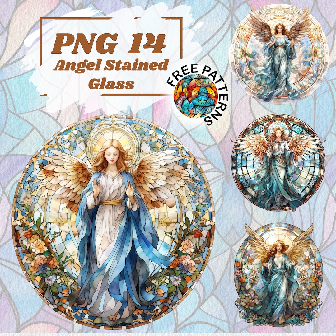 Angel Clipart, Stained Glass Images, Watercolor Angel PNG, Stained ...