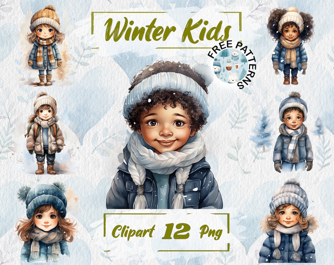 Cute Winter Kids, Children Clipart PNG, Christmas Clipart, Cute Clipart ...