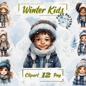 Cute Winter Kids, Children Clipart PNG, Christmas Clipart, Cute Clipart ...