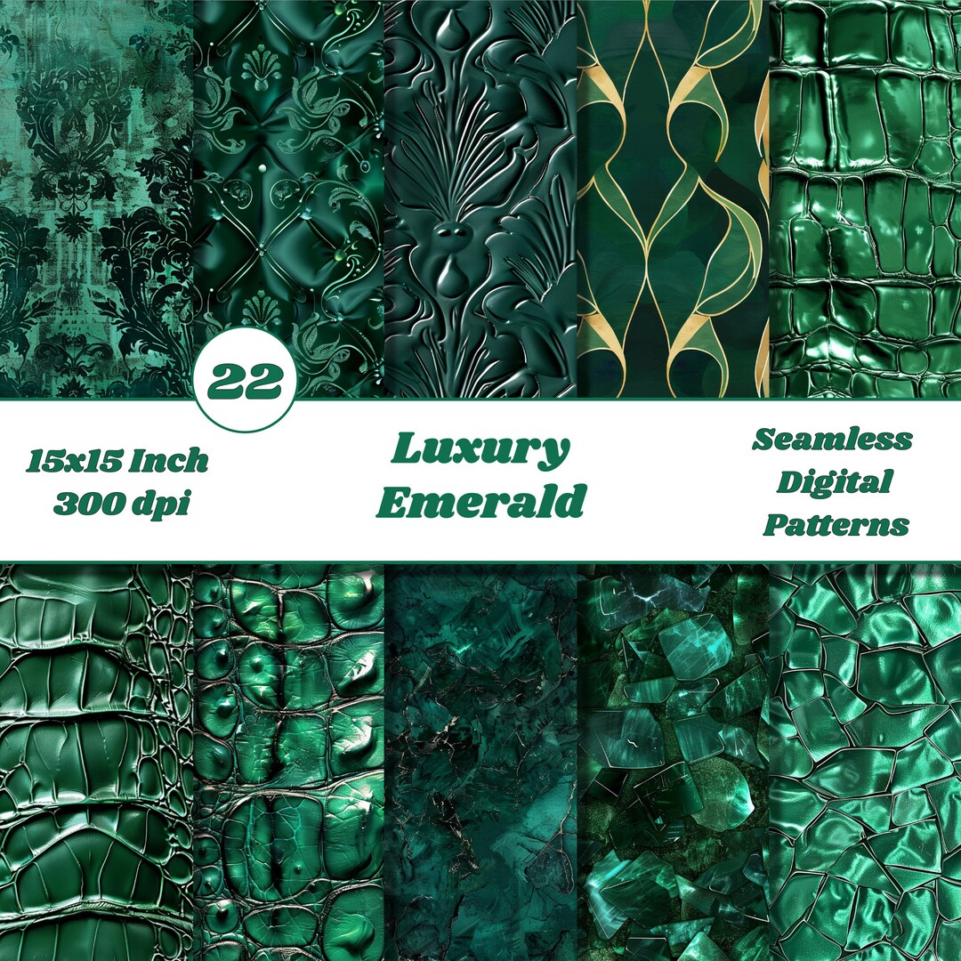 Luxury Emerald Seamless Pattern - Elegant Emerald Designs, Emerald Art ...
