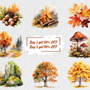 Watercolor Fall Forest Fall Clipart Autumn Clipart Autumn Leaves PNG ...