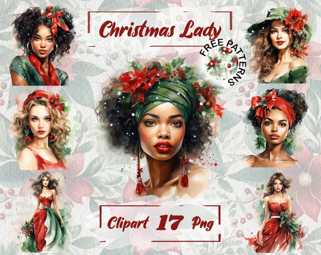 Christmas Girls Clipart, Transparent Christmas PNG, Watercolor ...