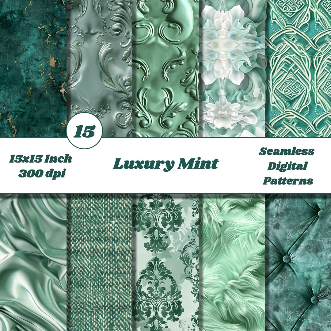 Luxury Mint Seamless Pattern - Elegant Mint Designs, Mint Art, Stylish ...