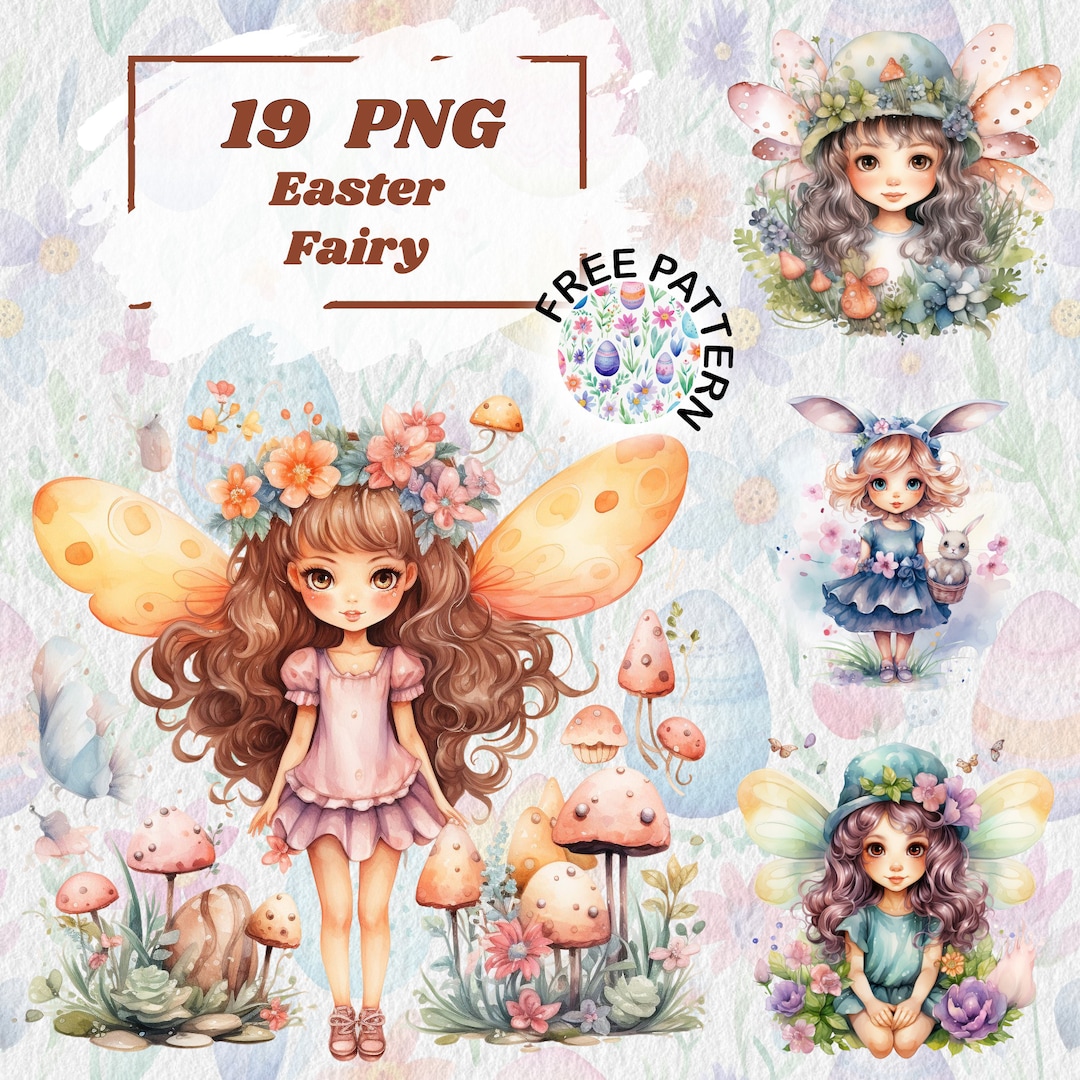 Watercolor Easter Fairy Clipart, Easter Clipart, Cute Fairy Images ...