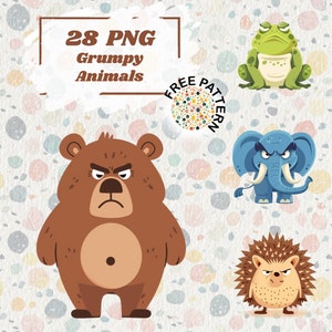 Grumpy Animals Clipart PNG, Transparent Background, Adorable Grumpy ...