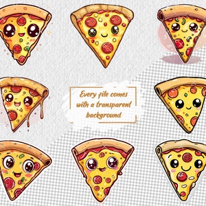 Cute Kawaii Pizza Clipart, Cute Pizza PNG Digital Download, Pizza ...