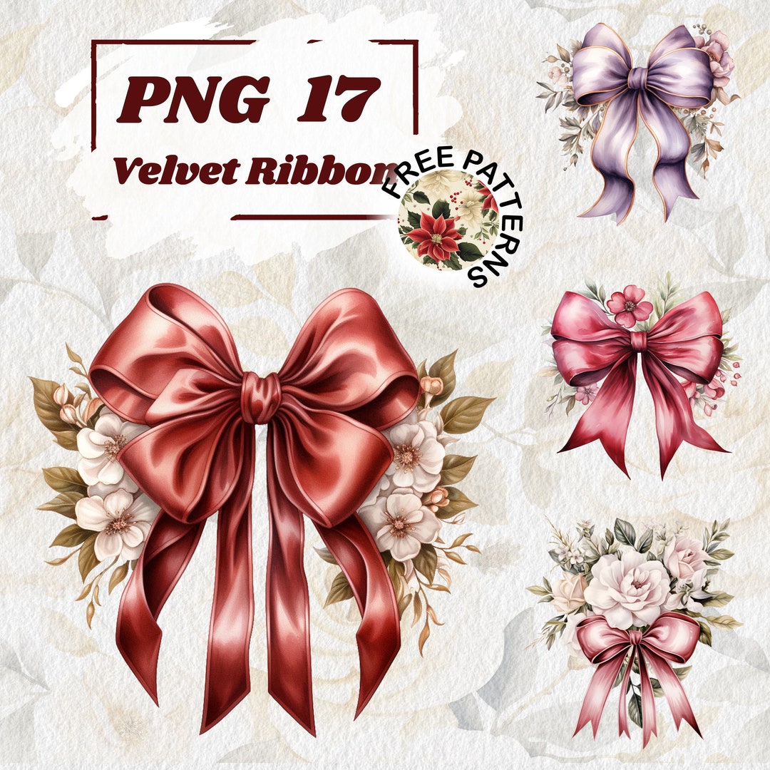 Bows Png Clipart, Xmas Ribbon PNG, Christmas Decor Images, Watercolor ...