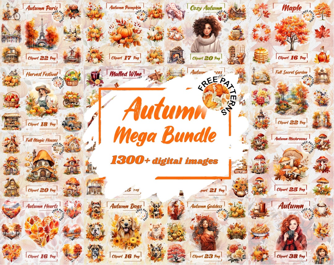 MEGA Fall 1300 PNG Bundle Fall Clipart Images Autumn Border - Etsy UK