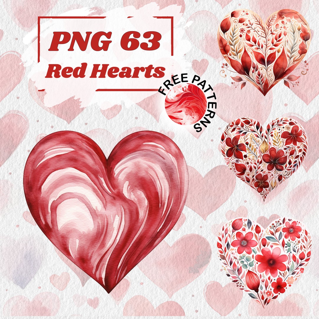 Watercolor Red Heart Clipart, Valentine's Hearts, DIY Clipart for ...
