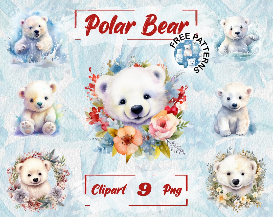 Watercolor Polar Bears, Bear Clipart, Watercolor Bear Png, Cute Animals ...