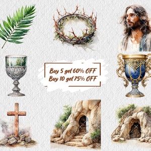 Watercolor Christian Easter Clipart, PNG Religious Clipart, Jesus ...