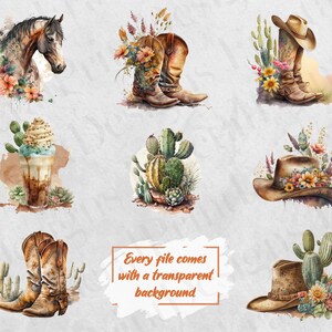 Watercolour Western Cowgirl Clipart Wild Western PNG Bundle Cowgirl ...