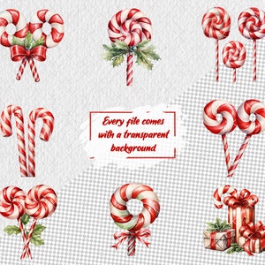Candy Cane Clipart, Christmas Sweets PNG, Christmas Images, Watercolor ...