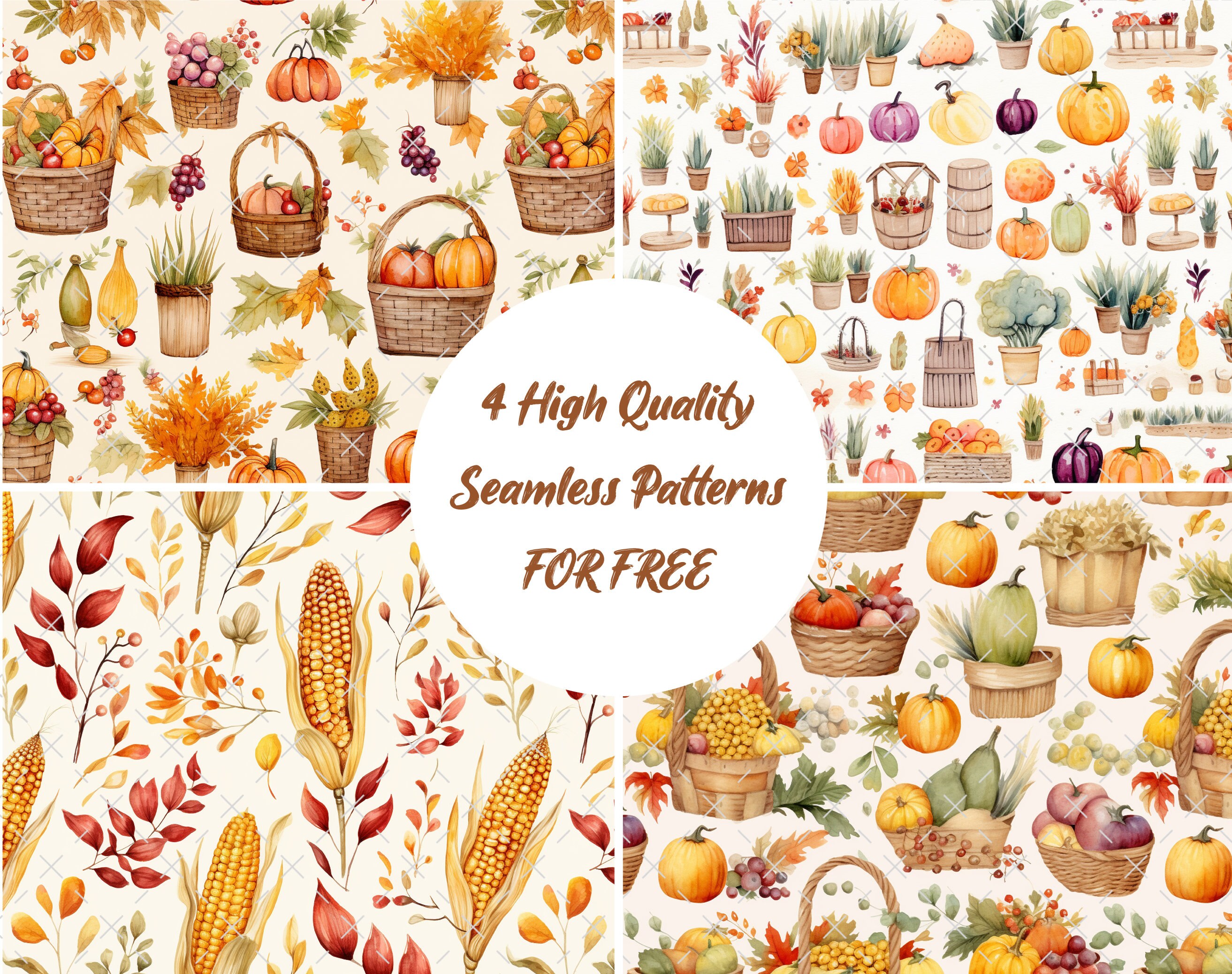 Watercolor Fall Market PNG Fall Clipart Fall Harvest PNG - Etsy