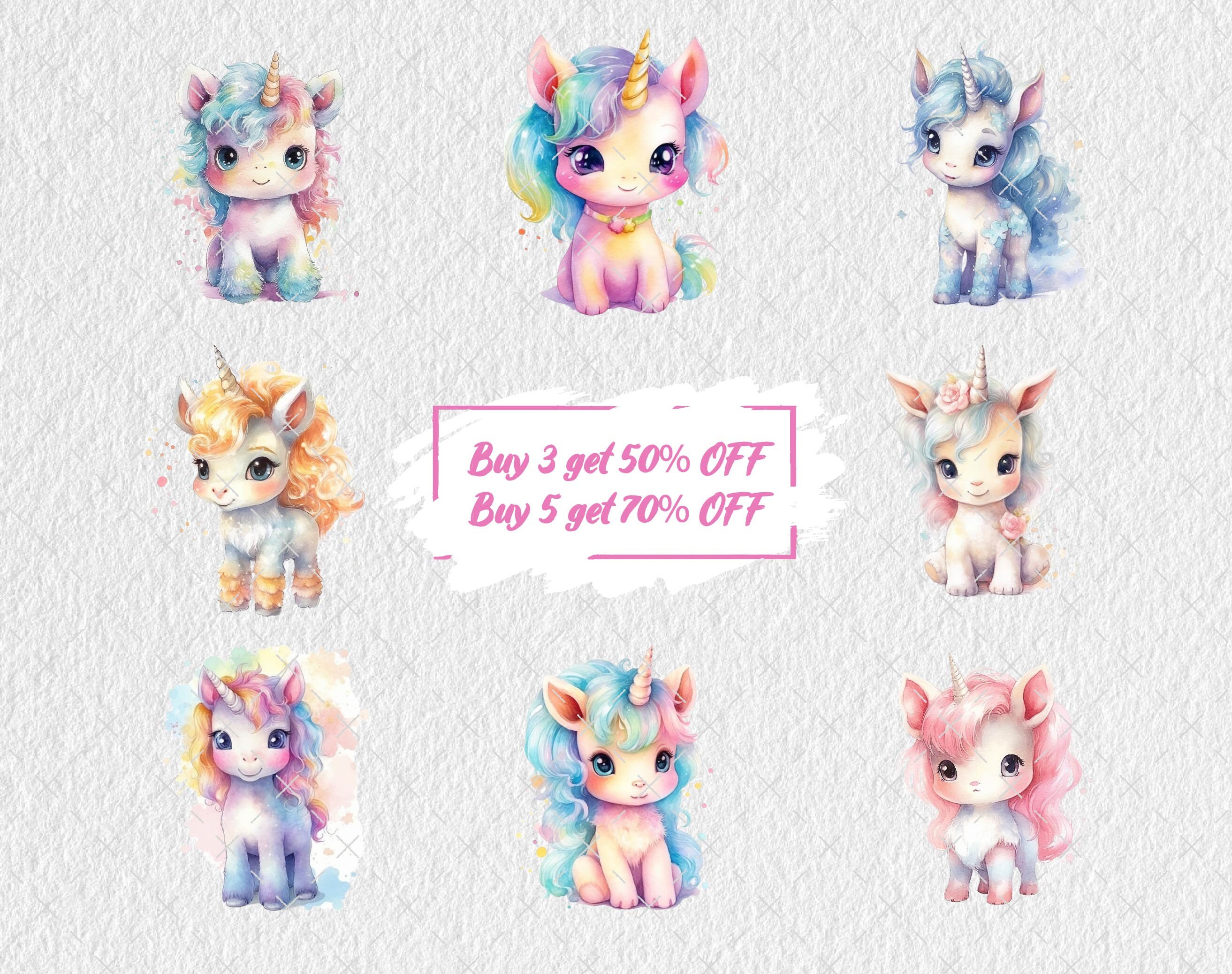 Cute Unicorn Watercolor Clipart Baby Unicorns PNG Magic - Etsy